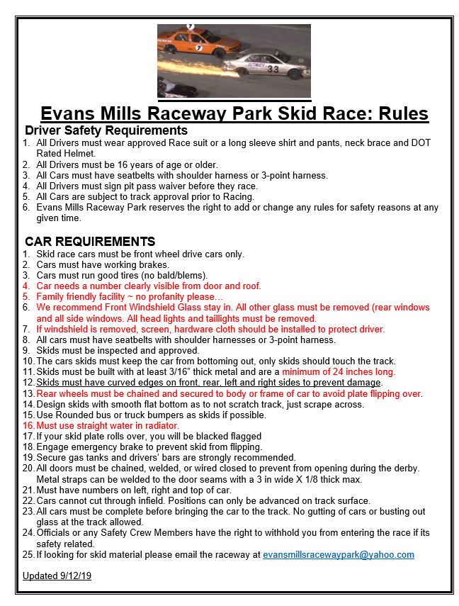 Evans Mills Raceway Park – www.evansmillsracewaypark.com